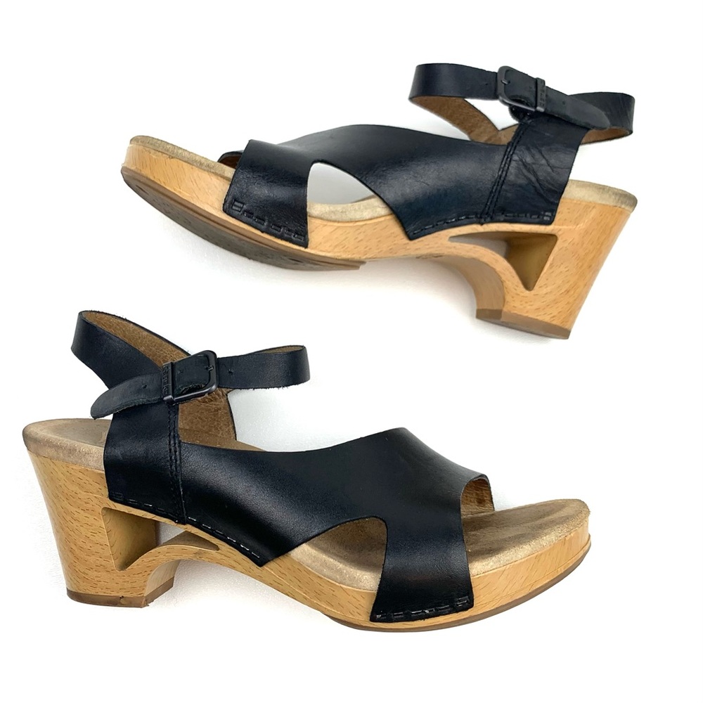 Dansko Sandals Clog Heel Black Leather Tasha Comfort … - Gem